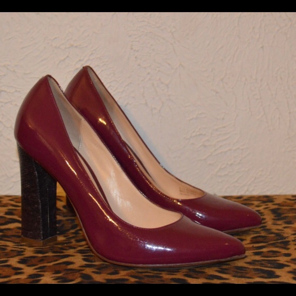 Cole Haan Cranberry Patent Snake Block Heels 7.5 - Gem